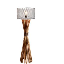 Salesfever Stehlampe &raquo;Bailee&laquo; E27 1 Stk. handgefertigt, Schirm im Rost-Look beige
