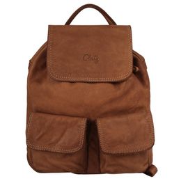 CLUTY Damen Cityrucksack echt Leder, Made in Italy braun B/H/T: 32cm x 28cm x 12cm, onesize