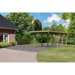 Karibu Einzelcarport &raquo;&raquo;Classic 2 SET&laquo; Stahl-Dach Variante B, mit einem Einfahrtsbogen&laquo; Massivholz 250 cm KDI aus Masivholz