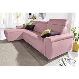 Sit & More sit&more Ecksofa &raquo;Township L-Form&laquo; wahlweise mit elektrischer Wallfree-Funktion rosa Luxus-Microfaser (100% Polyester);NaturLEDER Punch (echtes 