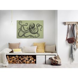 A.S. Cr&eacute;ation Leinwandbild &raquo;jules 3&laquo; Kunst Tiere 1 Stk. tlg. Keilrahmen Octopus Krake Gr&uuml;n Schwarz Leinwand-Bild Wohnzimmer modern gr&uuml;n Holz, Stahl