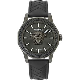 Versace Herren &raquo;MEDUSA DECO GENT&laquo; Armbanduhr, Herrenuhr, Swiss Made, Saphirglas, Lederarmband, analog schwarz
