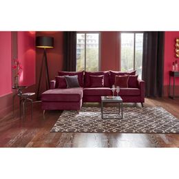 Home Affaire Ecksofa &raquo;Renesse L-Form&laquo; lose Kissen, Keder an Sitzkissen rot Samtvelours 100% Polyester;Luxus-Microfaser ALTARA NUBUCK (100% Polyester)