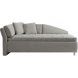 Alina Schlafsofa Bettkasten, Zierkissen-Set aus: 2 Stk. 40x40cm, 1 Stk. 30x30cm grau Samtstoff TSV (100% Polyester)