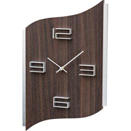 AMS AMS Wanduhr &raquo;W9612&laquo; Quarzuhr,Holz,Wohnzimmer,Esszimmer,K&uuml;che,Arbeitszimmer,B&uuml;ro,Flur silber