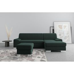 DOMO collection Ecksofa &raquo;Anzio L-Form, whlw. Bettfunktion, Federkern, hochwertig, Breite 271 cm&laquo; Ohne Bettfunktion, Recamiere rechts, Samtoptik, gr&uuml;n 