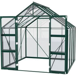 Vitavia Gew&auml;chshaus &raquo;Domus 6700&laquo; Doppelschwingt&uuml;ren und bodentiefer T&uuml;rschwelle, 3 mm Sicherheitsglas gr&uuml;n