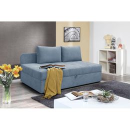 Alina Schlafsofa &raquo;Marla&laquo; inkl. Stauraum und 2 R&uuml;ckenkissen blau Struktur fein XBO (100% Polyester)