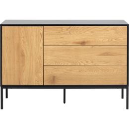 ACTONA GROUP Sideboard 1, schwarze Kontrastrahmen, 1 T&uuml;r und 3 Schubladen, Breite 120 cm schwarz MDF, Metall, Papier