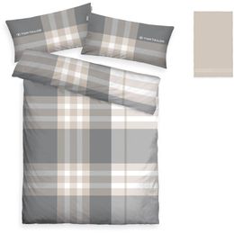 Tom Tailor HOME Bettw&auml;sche &raquo;Nick in Gr. 135x200 oder 155x220 cm&laquo; 3 mit Gratiszugabe G&auml;stehandtuch beige Renforc&eacute;, Obermaterial: 100% Baumwolle