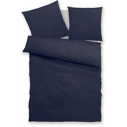 OTTO home Bettw&auml;sche &raquo;Mila in 135x200, 155x220 oder 200x200 cm&laquo; 2 Mako-Satin, Bettw&auml;sche aus Baumwolle, unifarbene Bettw&auml;sche blau Mako-Satin, 