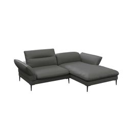 FLEXLUX &raquo;Salino, Funktionssofa mit Recamiere, Relaxsofa, Ecksofa&laquo; Sofa mit Arm- und Kopfteil-Verstellungen, Kaltschaum & Stahl-Wellen grau