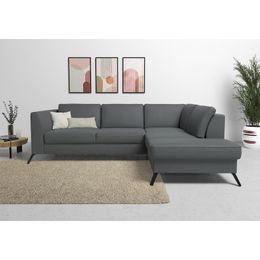 Sit & More sit&more Ecksofa &raquo;Olsen L-Form&laquo; inklusive Sitztiefenverstellung, wahlweise mit Bettfunktion, 15cm hoch grau 100% Polyester