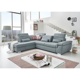 Die PlanBar Ecksofa &raquo;MP-IN17041 L-Form&laquo; Sitztiefenverstellung, optional mit Kopfteilverstellung & Bettfunktion grau 100% Polyester