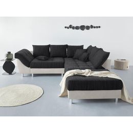 Collection AB Ecksofa &raquo;(Spar-Set) Innsbruck L-Form und Hocker&laquo; Ecksofa und Hocker, Recamiere links oder rechts montierbar grau Microfaser PRIMABELLE (