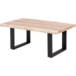 Home Affaire Couchtisch &raquo;Tristan&laquo; aus Massivholz Eiche mit Baumkante wei&szlig; B/H/T: 115cm x 45cm x 70cm