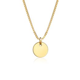 Elli Damen Kette mit Anh&auml;nger &raquo;Pl&auml;ttchen Coin Rund Basic 925 Silber&laquo; gold