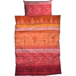 CASATEX Bettw&auml;sche &raquo;Indi&laquo; 2 Stk. romantisch, orientalisch, weich und gem&uuml;tlich orange Satin, Obermaterial: 100% Baumwolle