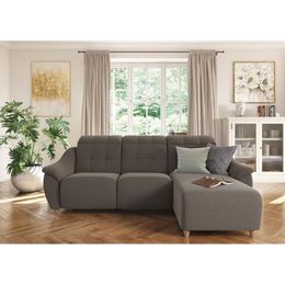 Home Affaire Ecksofa &raquo;Boston L-Form&laquo; Kopfteilverstellung an jeder Sitzfl&auml;che, wahlweise Relaxfunktion braun Struktur (100% Polyester);Luxus-Microfaser