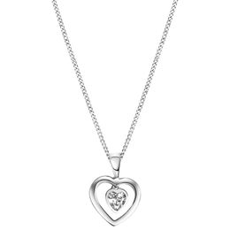 Firetti Damen Kette mit Anh&auml;nger &raquo;Schmuck Geschenk Silber 925 Halsschmuck Halskette Panzerkette Herz&laquo; mit Zirkonia (synth.) silber