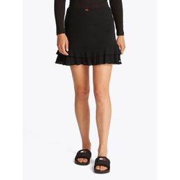 Tommy Jeans Damen Minirock &raquo;TJW POINTELLE MINI SKIRT EXT&laquo; mit Lochmuster, mit Volants schwarz XXL (44)