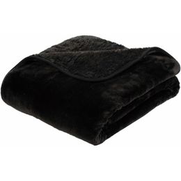 G&ouml;zze Wohndecke &raquo;Premium Cashmere Feeling&laquo; mit premium Cashmere Feeling, Kuscheldecke schwarz Polyester