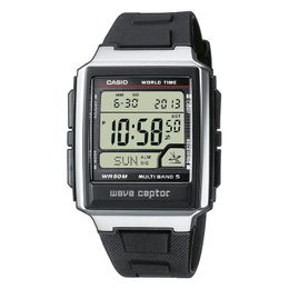 CASIO FUNK Herren Funkchronograph Quarzuhr, Armbanduhr Herren, Digitaluhr,Funkuhr, Resinarmband,Weltzeit schwarz