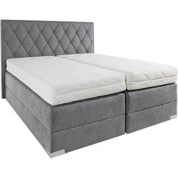 Westfalia Schlafkomfort Boxspringbett grau Bezug der Obermatratze: 100% Polyester, Bezug abnehm- und waschbar bis 60&deg;C;Unterbox und Kopfteil: Microvelours-Bezug (100% 
