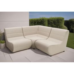 DOMO collection Ecksofa &raquo;Soleil, pflegeleichter und wetterfester Bezug&laquo; Outdoor, besonderes Design und Formgebung, individuell erweiterbar grau 100% 