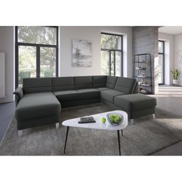 Sit & More sit&more Wohnlandschaft &raquo;Palmera U-Form, B: 308 cm&laquo; optional Bettfunktion & Bettkasten, Federkern grau 100% Polyester