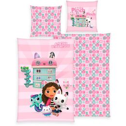 Kinderbettw&auml;sche &raquo;Gabbys Dollhouse&laquo; 2 Stk. mit tollem Motiv bunt Renforc&eacute;, Obermaterial: 100% Baumwolle