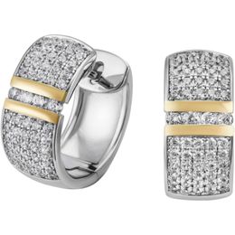 Firetti Damen Paar Creolen &raquo;Schmuck Geschenk Silber 925 Ohrschmuck Ohrringe Bicolor&laquo; mit Zirkonia (synth.) gold