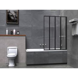 Welltime &raquo;Nassau&laquo; Badewannenfaltwand, Spritzschutzwand f&uuml;r Badewanne, Glas, 4 Elemente schwarz