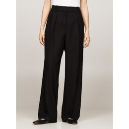 Tommy Hilfiger Damen Webhose &raquo;MD CORE RELAXED STRAIGHT PANT&laquo; mit Logostickerei auf der R&uuml;ckseite schwarz 46, N-Gr