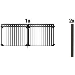 Alberts Zaundoppelt&uuml;r &raquo;Circle&laquo; Breite: 300 cm, H&ouml;he: 100 und 120 cm schwarz Aluminium
