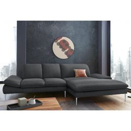 W.Schillig Ecksofa &raquo;enjoy&MORE, Designsofa, elegant und bequem, L-Form&laquo; mit Sitztiefenverstellung, F&uuml;&szlig;e silber matt, Breite 310 cm schwarz Chenille-
