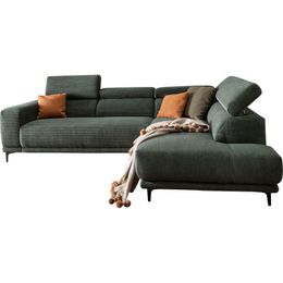 Alina Ecksofa &raquo;Hikari&laquo; wahlweise mit Sitzvorzug, in modernem Cordstoff, Breite 276 cm gr&uuml;n Cord GCT (92% Polyester, 8% Nylon)