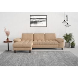 Sit & More sit&more Ecksofa &raquo;Westham L-Form&laquo; Recamiere, mit oder ohne Bettfunktion, Bettkasten, F&uuml;&szlig;e wengefarben braun 100% Polyester