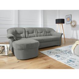 DOMO collection Ecksofa &raquo;Sarafina zeitlos und komfortabel, optional mit Federkern, L-Form&laquo; wahlweise mit Bettfunktion grau Luxus-Microfaser (92% 
