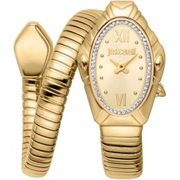 JUST cavalli time Damen Quarzuhr &raquo;Signature Snake&laquo; Armbanduhr, Damenuhr, Edelstahlarmband, analog, Kristallsteine gold
