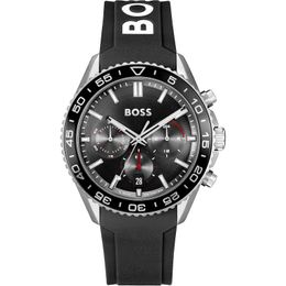 BOSS Herren BOSS Chronograph &raquo;RUNNER&laquo; Quarzuhr, Herrenuhr, Armbanduhr, Stoppfunktion, Silikonarmband schwarz