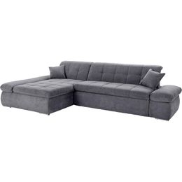DOMO collection Ecksofa &raquo;Moric Luxus - B/T/H 300/172/80 cm, XXL-Format&laquo; L-Form, 140kg Belastung/Sitz, Chenilleoptik, grau grau Chenille (85% Polyester