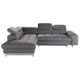 COTTA Ecksofa &raquo;Chef L-Form&laquo; mit Kopfteilverstellung, edle Metallkufen, wahlweise mit Bettfunktion grau Luxus-Microfaser (100% Polyester);Kunstleder 