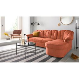 DOMO collection Ecksofa &raquo;Papenburg, zeitlose R&uuml;ckensteppung, elegante Formensprache, L-Form&laquo; in gro&szlig;er Farbvielfalt, wahlweise mit Bettfunktion orange
