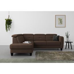 Sit & More sit&more Ecksofa &raquo;Belluci L-Form&laquo; inklusive Federkern, wahlweise mit Bettfunktion und Bettkasten braun