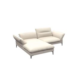 FLEXLUX &raquo;Salino, Funktionssofa mit Recamiere, Relaxsofa, Ecksofa&laquo; Sofa mit Arm- und Kopfteil-Verstellungen, Kaltschaum & Stahl-Wellen wei&szlig;