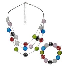 Steuer Damen Collierkettchen &raquo;Set aus Collier und Armband mit bunten Glassteinen&laquo; bunt