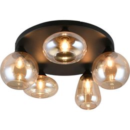 Trio Leuchten Deckenleuchte &raquo;Lumina, Deckenlampe 5-flammig mit Glasschirm, exkl 5x E14, max 10W&laquo; E14 1 Stk. warmwei&szlig; - kaltwei&szlig; &Oslash; 64 cm H&ouml;he 25 cm, 