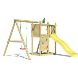 Jungle Gym Spielturm &raquo;Deck&laquo; Spielanlage mit Schaukel und Rutsche mit Wasseranschluss gelb Holzwerkstoff