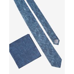 Cinque Herren Krawatte Set, mit eleganter Paisley-Optik blau